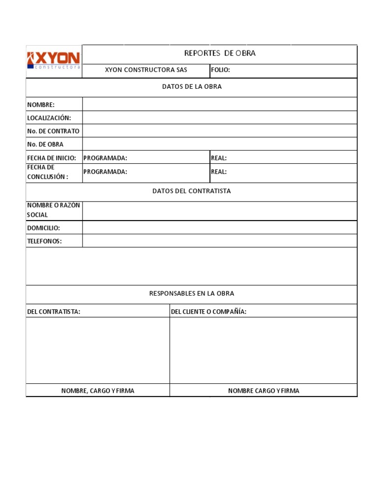 Formato de Reporte de Obra | PDF