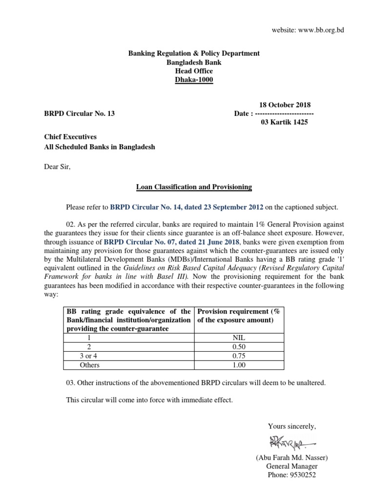 Loan Classification Update - BRPD 13 | PDF | Capital Requirement ...