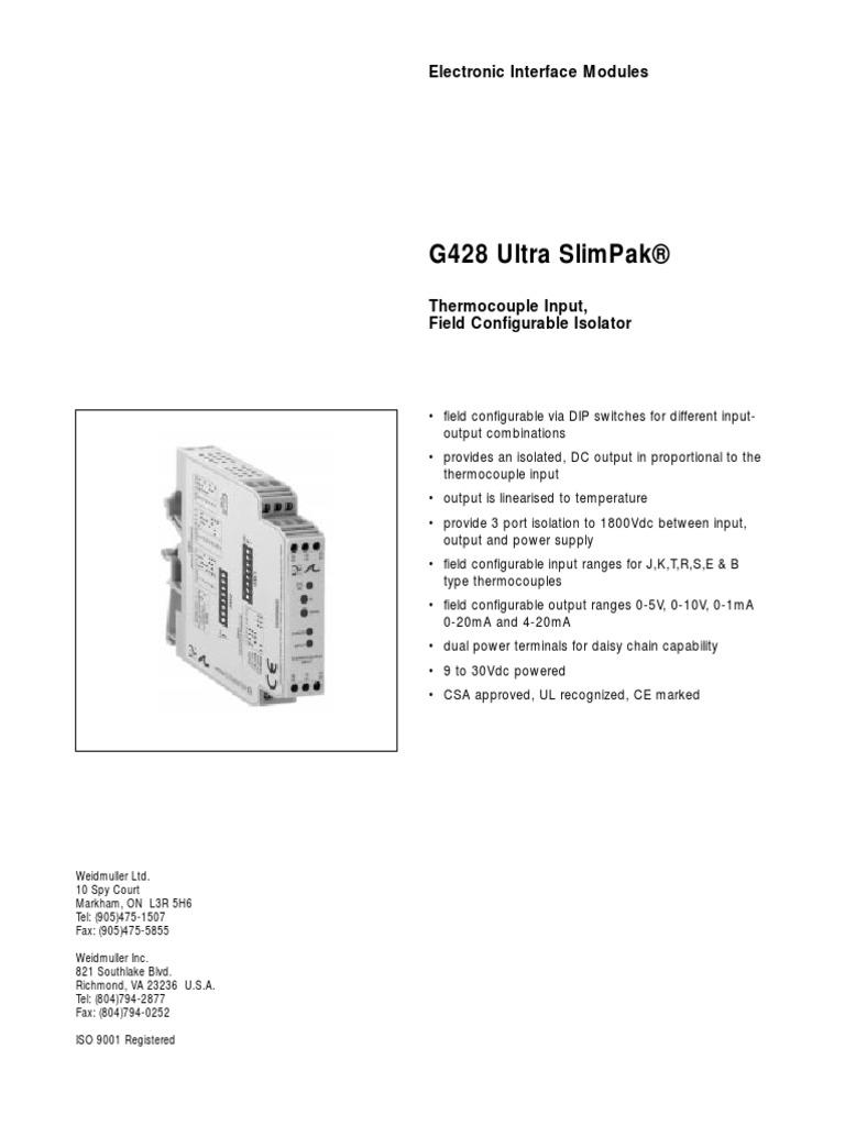 G428 Ultra Slimpak®: Electronic Interface Modules | PDF | Thermocouple ...