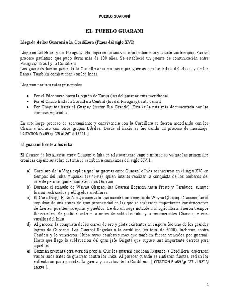 La historia del pueblo guaraní y su llegada a la Cordillera de los ...