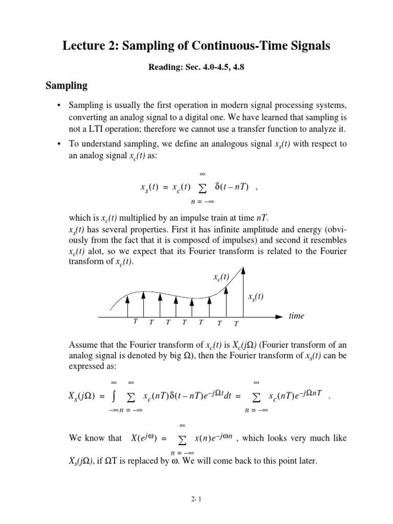 Sampling of Continuous-Time Signals | PDF | Sampling (Signal Processing ...