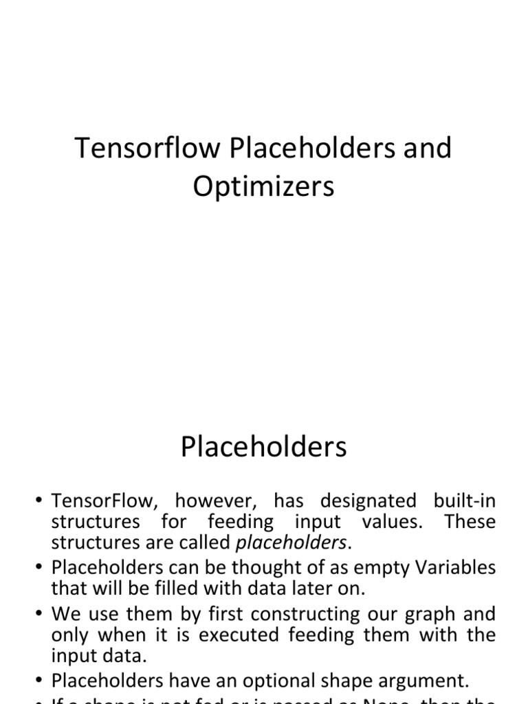 Tensorflow Placeholders and Optimizers | PDF | Applied Mathematics ...
