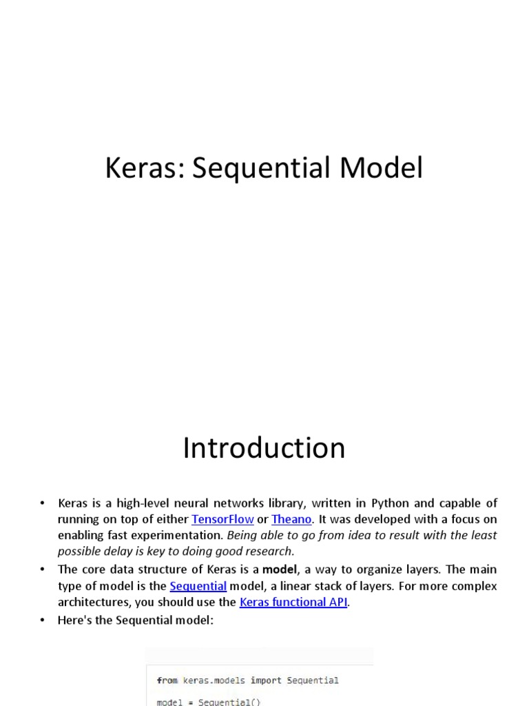 Keras Sequential Model Guide | PDF | Input/Output | Programming