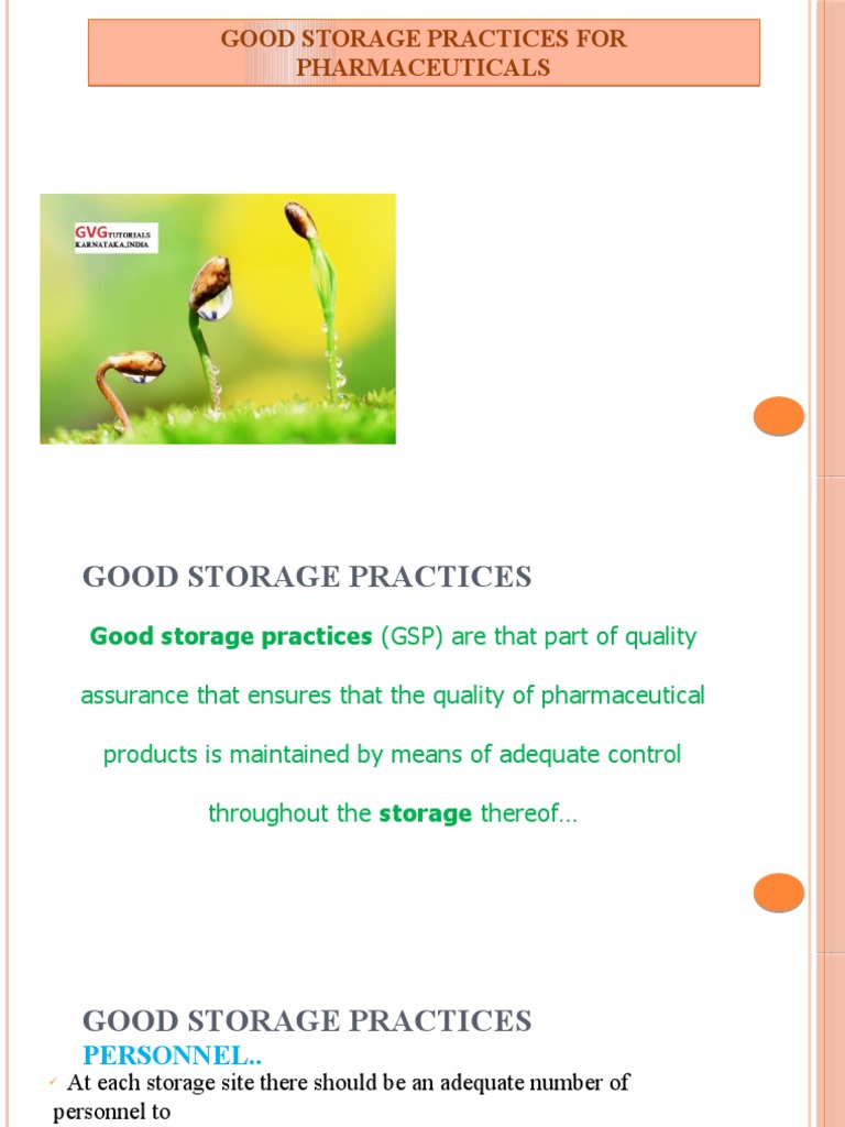 Good Storage Practices for Pharmaceuticals | PDF | Specification ...