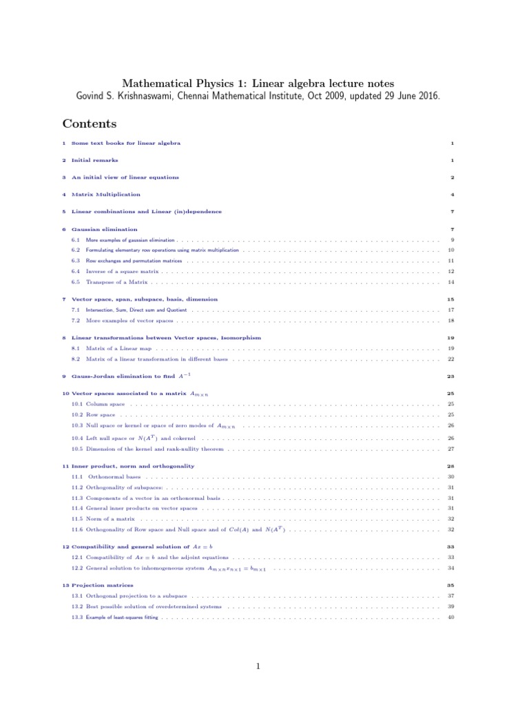 GOVIND Linear-Algebra-Mp1-2009gk | PDF | Matrix (Mathematics) | Determinant