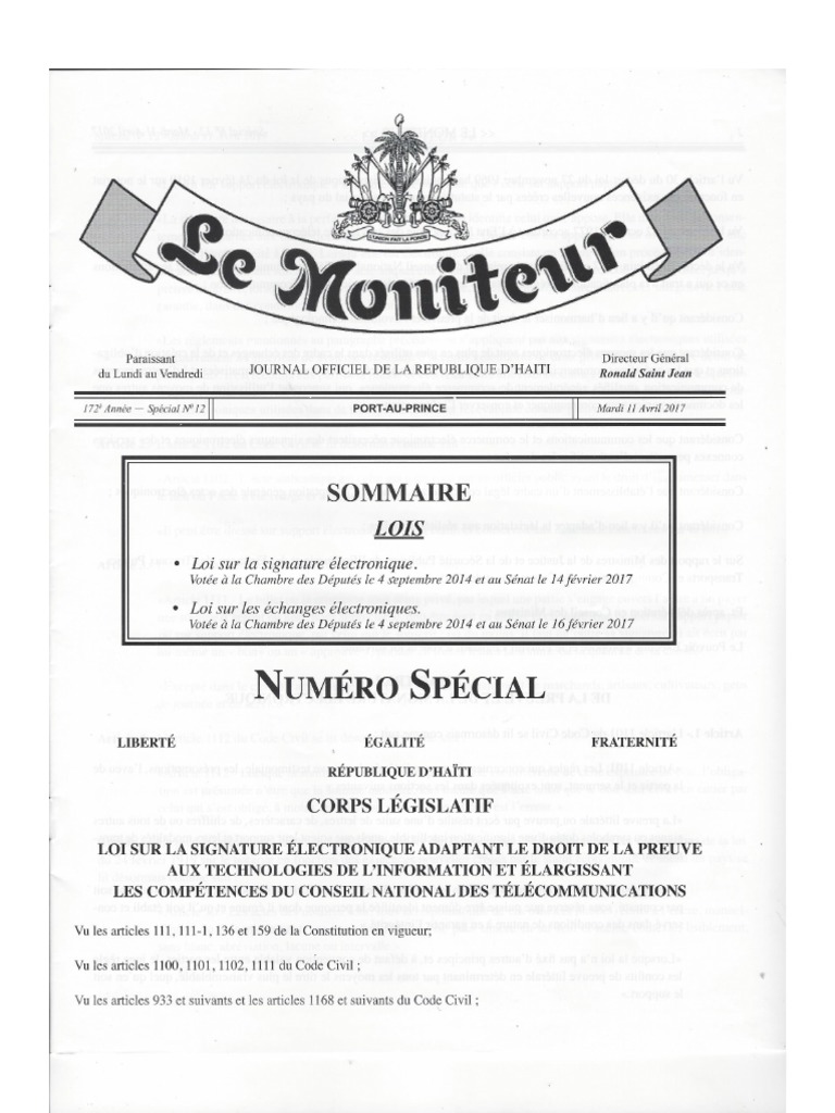 Loi Signature Et Echanges Electroniques 2017 | PDF
