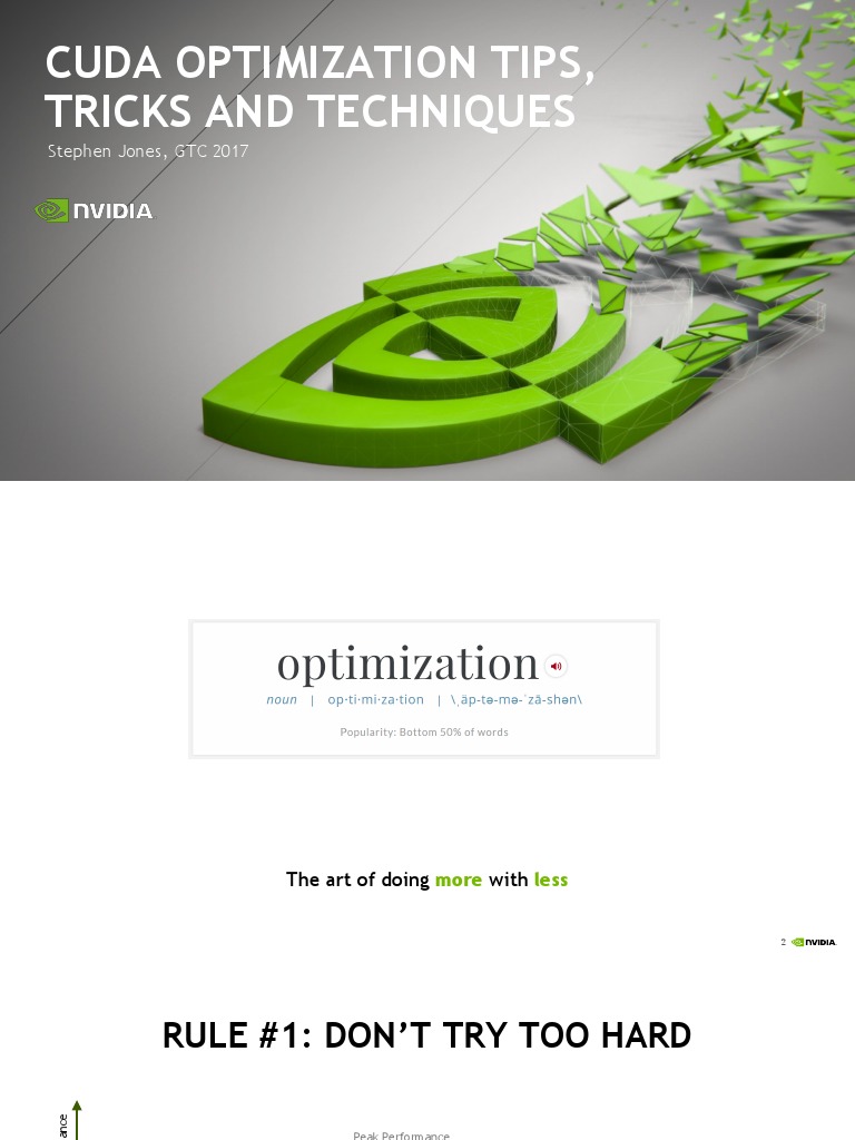 s7122 Stephen Jones Cuda Optimization Tips Tricks and Techniques | PDF ...