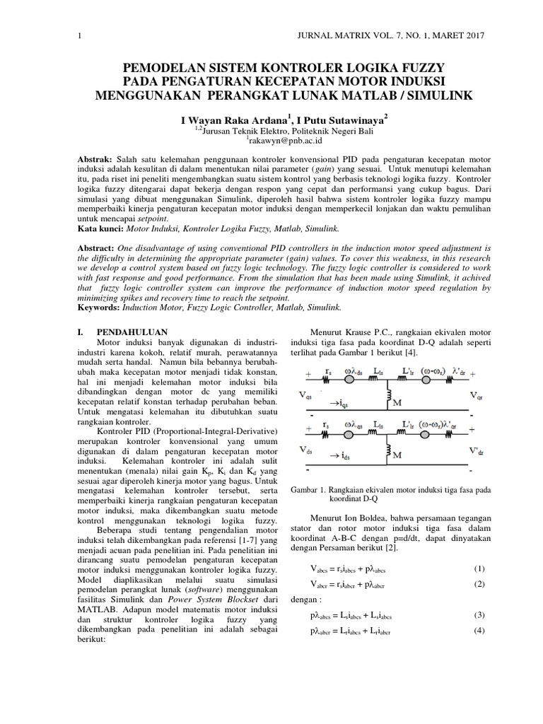 Sistem Kontol Fuzzy Untuk Motor Induksi MATLAB-SIMULINK | PDF