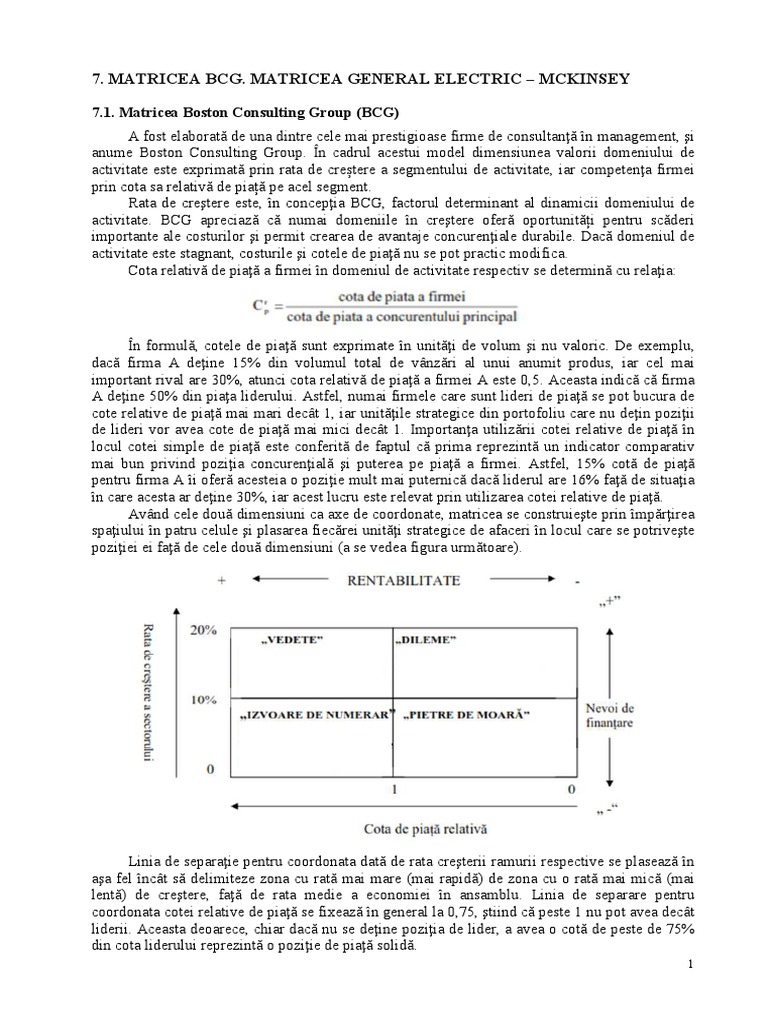 C7 - Matricea BCG Matricea General Electric - McKinsey | PDF