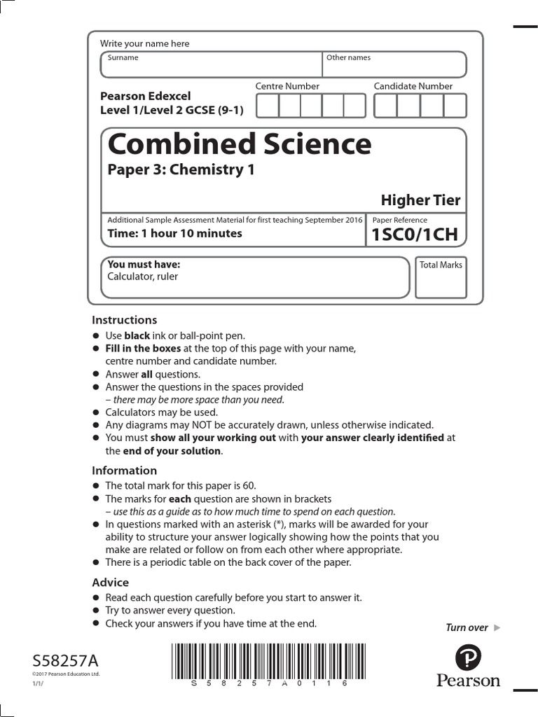 Chemistry Paper 1 Higher | PDF | Physical Sciences | Sets Of Chemical ...