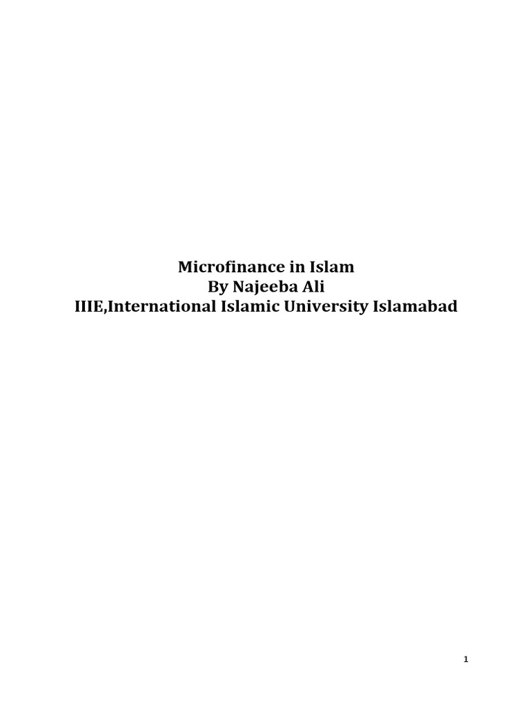 Microfinance in Islam by Najeeba Ali IIIE, International Islamic University Islamabad | PDF ...