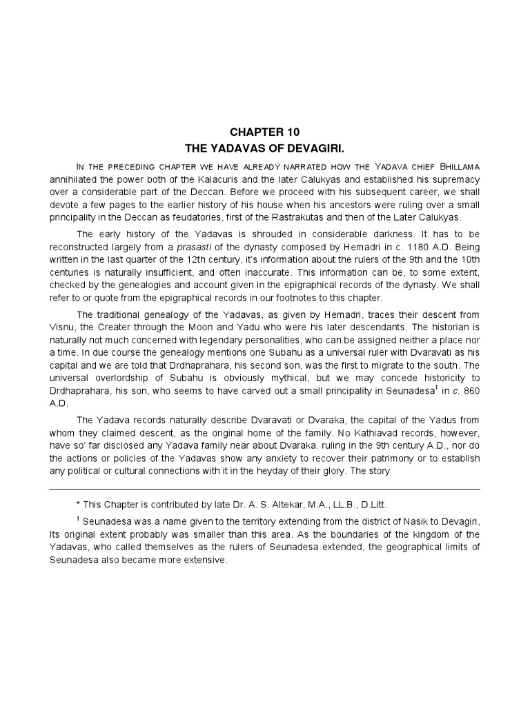 The Yadavas of Devagiri.: N The Preceding Chapter We Have Already ...