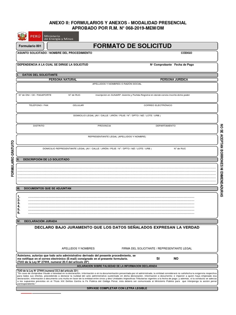 MAR 008 Formato de Solicitud Modalidad Presencial | PDF | Ley común ...