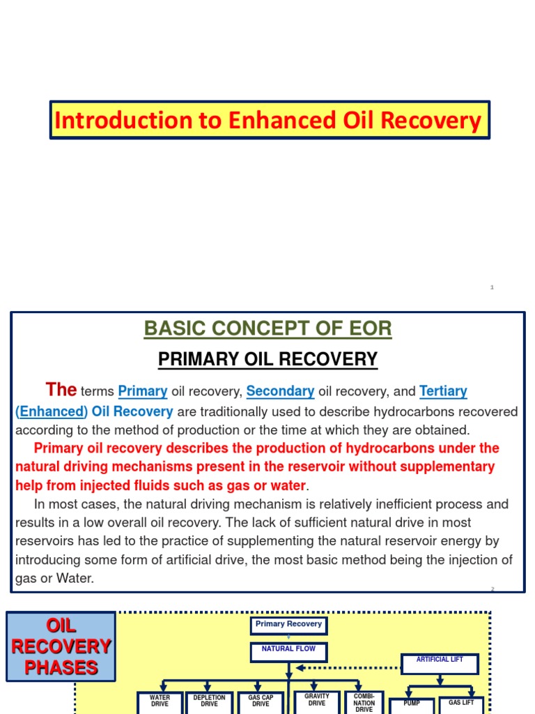 Lec 1 - Basic Concept of EOR | PDF | Enhanced Oil Recovery | Extraction ...