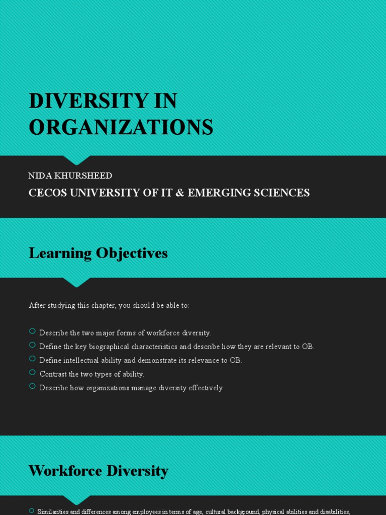 DIVERSITY IN ORGANIZATIONS - Lecture 2 Week 3 | PDF | Diversity ...