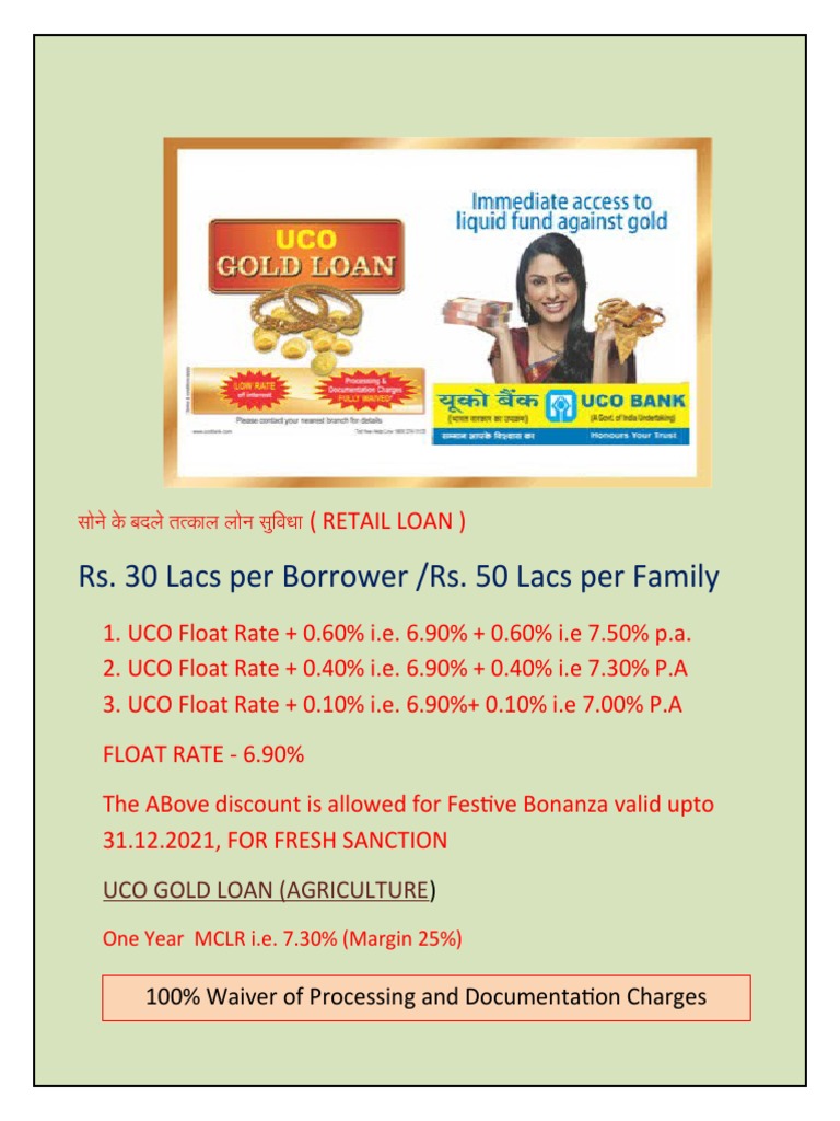 Rs. 30 Lacs Per Borrower /rs. 50 Lacs Per Family: Uco Gold Loan ...