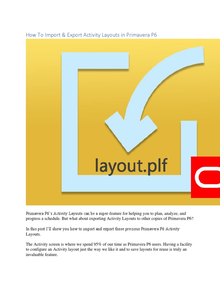 Importing & Exporting P6 Activity Layouts | PDF | Menu (Computing ...