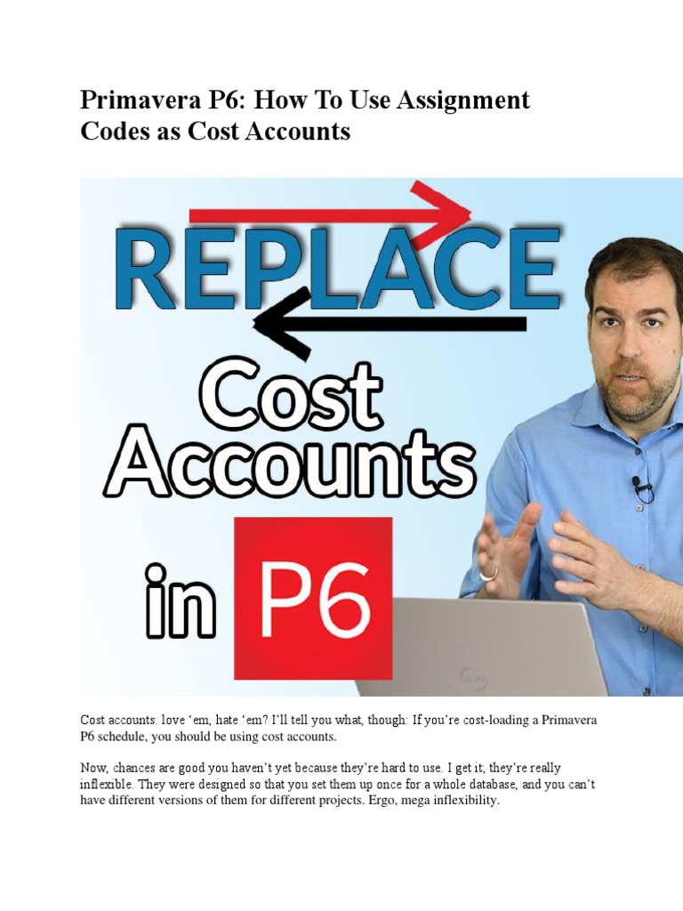 Primavera P6 How To Use Assignment Codes As Cost Accounts 1 | PDF