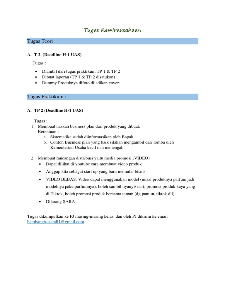 Tugas T2 & TP2 Kewirausahaan | PDF