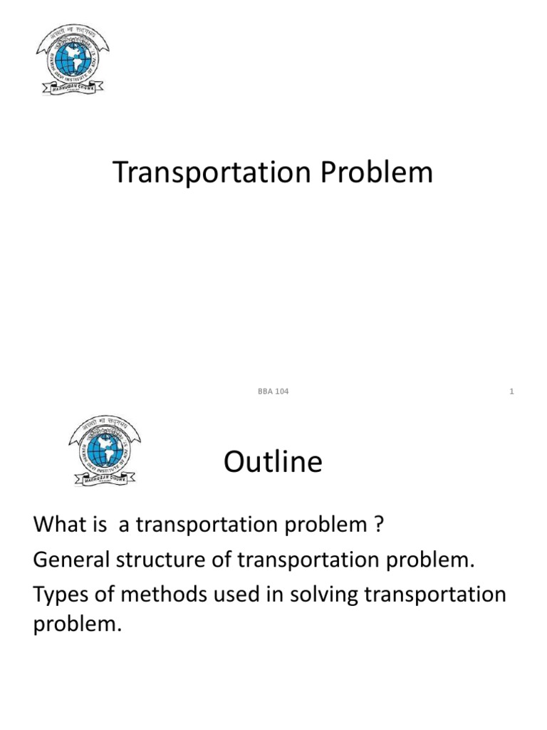 General Structure of Transportation Problem | PDF | Computational ...