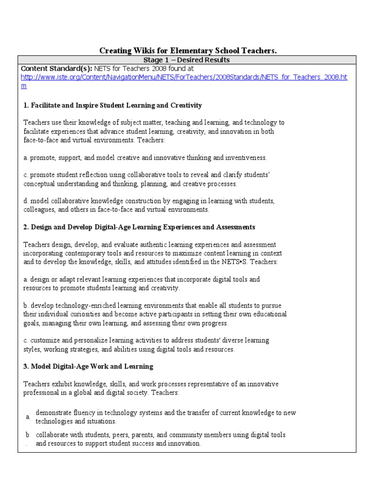 Wiki UBD Lesson - Plan | PDF | Learning | Teachers