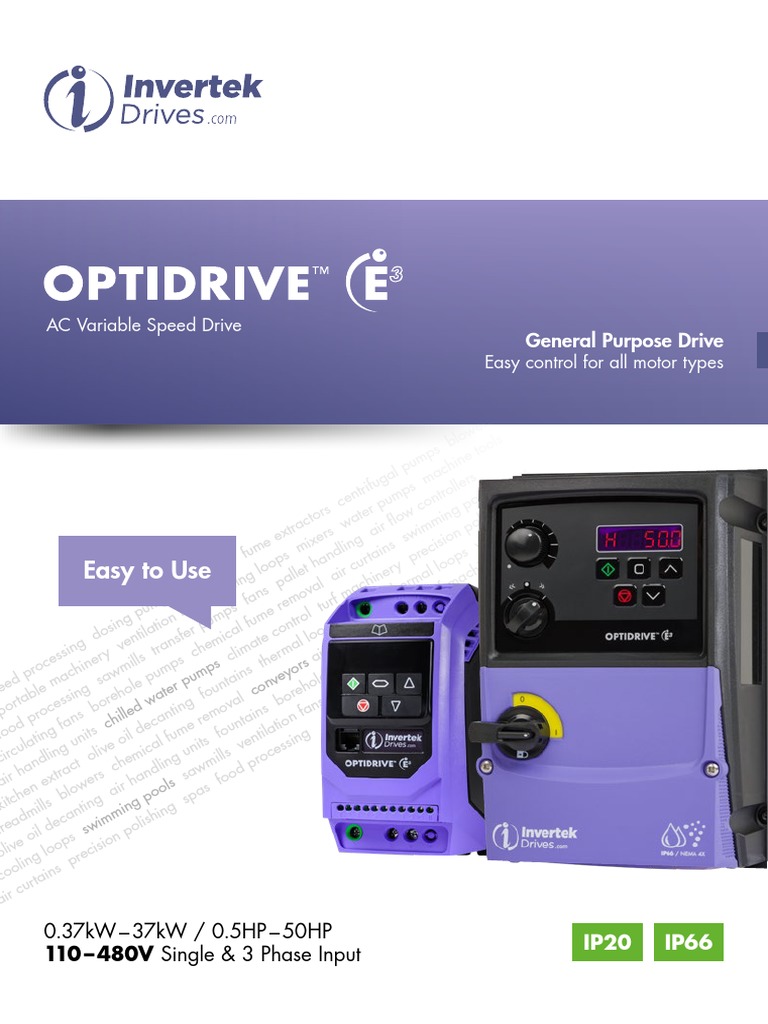 Optidrive E3 Brochure WEB | PDF | Mains Electricity | Electric Motor