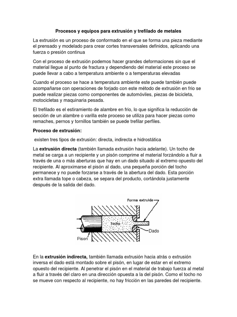 Procesos de extrusión y trefilado | PDF | Extrusión | Química