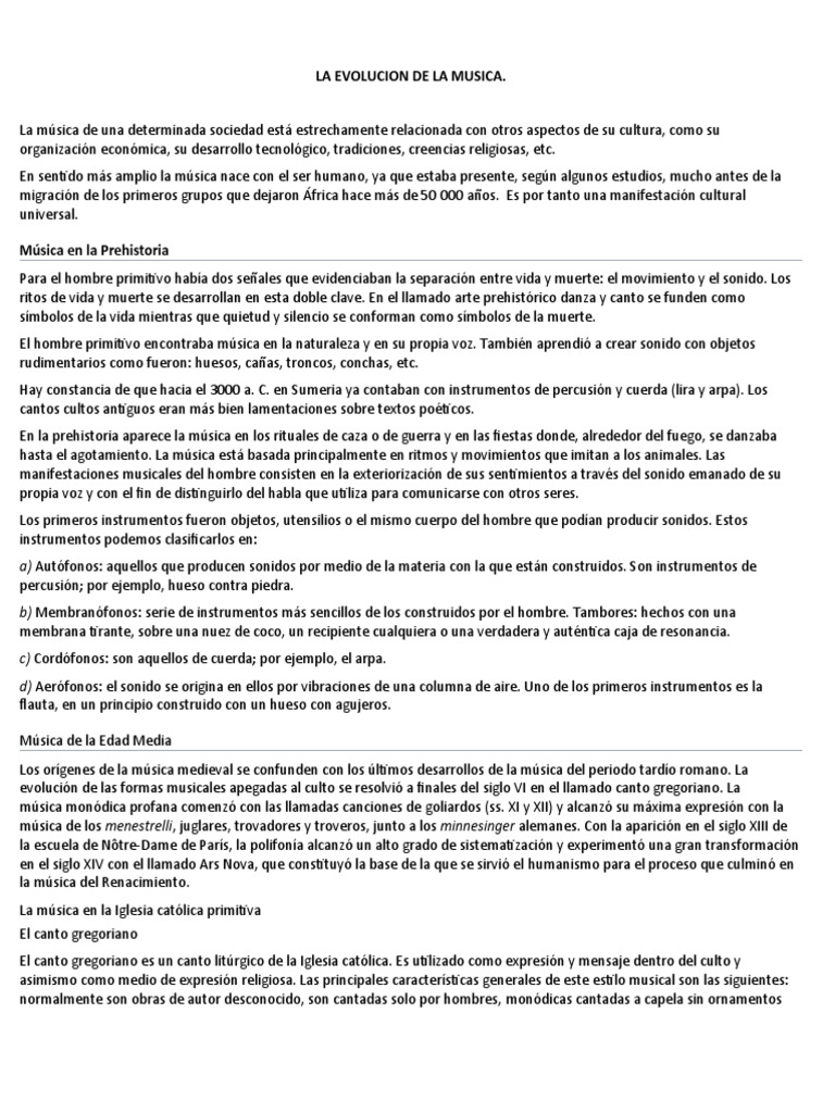 La Evolucion de La Musica | PDF | Musica Popular | La música rock