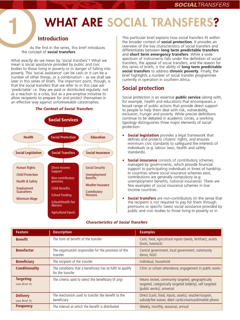 Policy - Brief - 1 - Social Transfers | PDF | Welfare | Social Protection