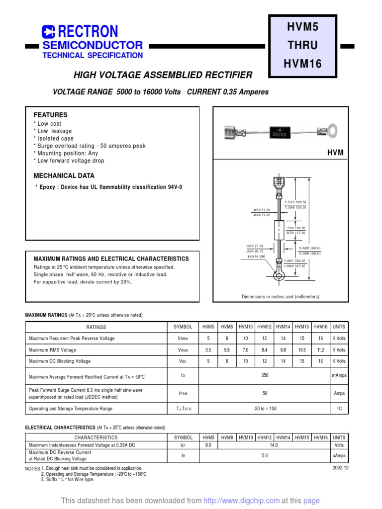 High Voltage Rectifier Specification | PDF | Rectifier | Power (Physics)