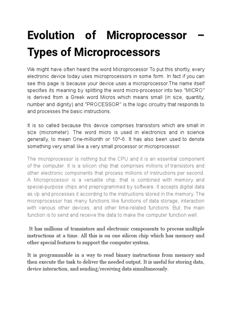 An Overview of Microprocessor | PDF | Central Processing Unit ... An Overview of Microprocessor | PDF | Central Processing Unit ...