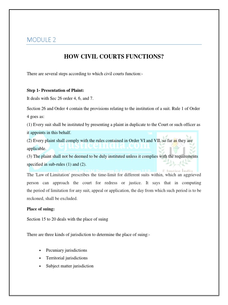 MODULE 2 Civil Drafting | PDF | Lawsuit | Judgment (Law)