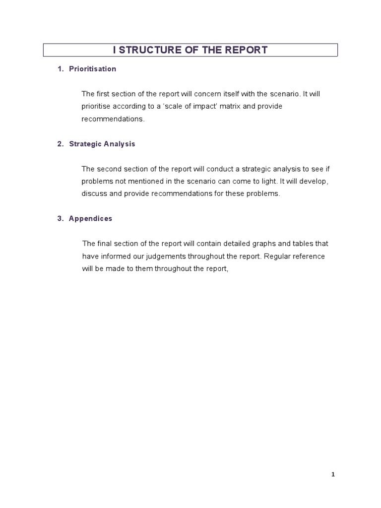 I Structure of The Report: 1. Prioritisation | PDF | Retail | Strategic ...