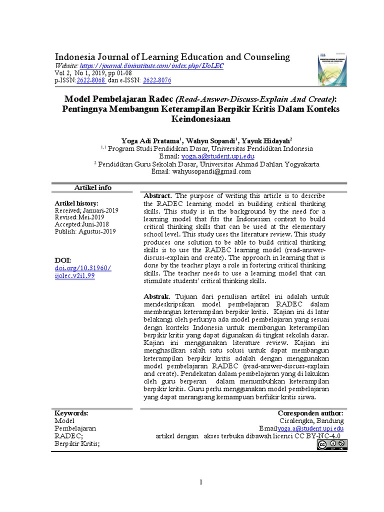 Model RADEC untuk Berpikir Kritis | PDF | Karier & Perkembangan