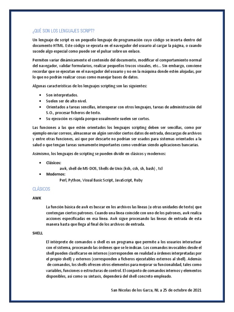 Reporte de Scripts | PDF | Lenguaje de programación | Perl