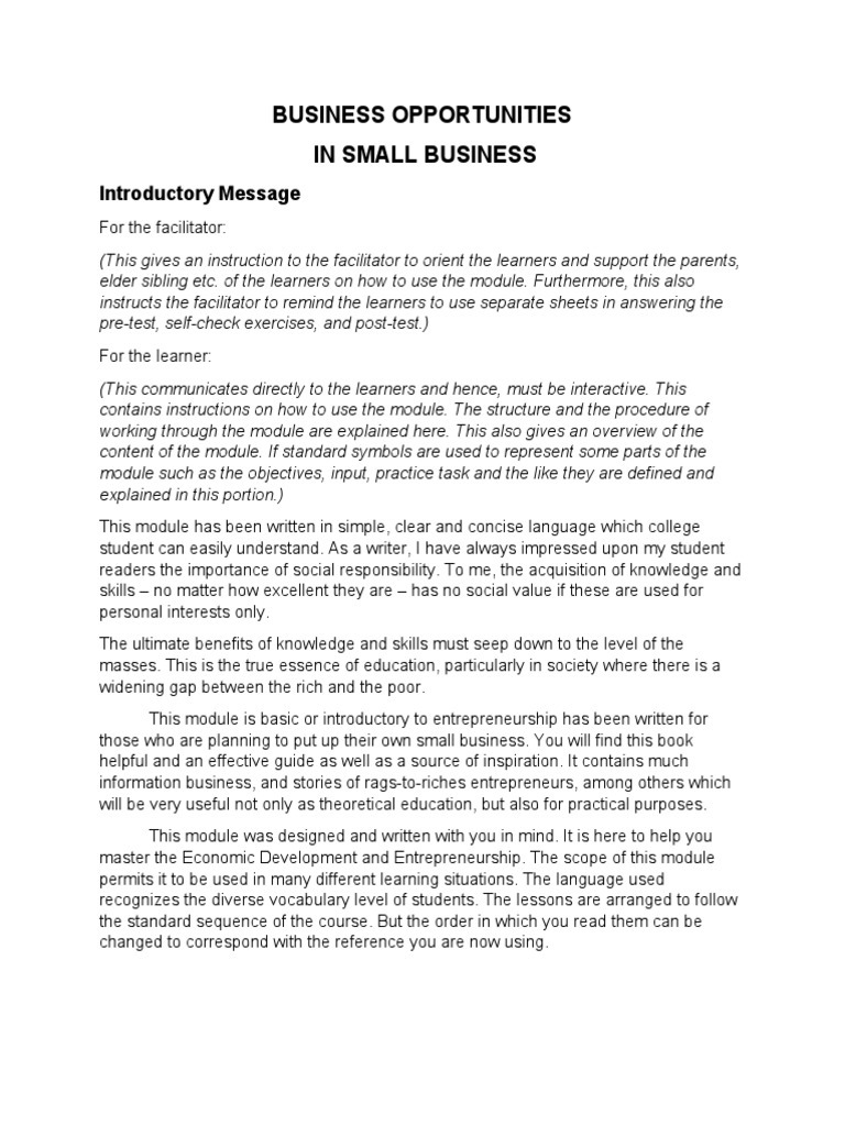 Exploring Small Business Opportunities | PDF | Entrepreneurship ...