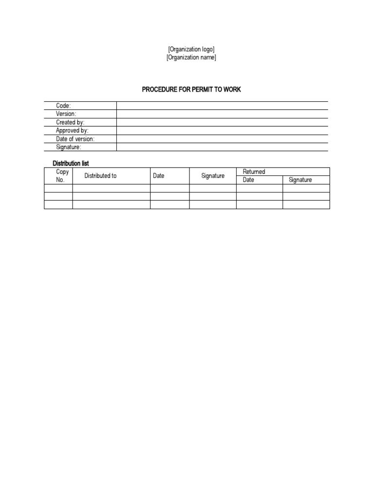 Permit to Work Procedure Overview | PDF | Safety | Occupational Safety ...