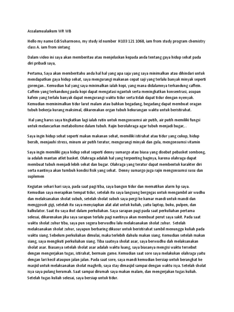 Bahasa Inggris Healthy Lifestyle | PDF