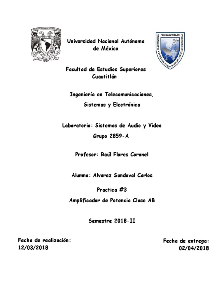 Amplificador Clase AB: Práctica Experimental | PDF | Amplificador ...