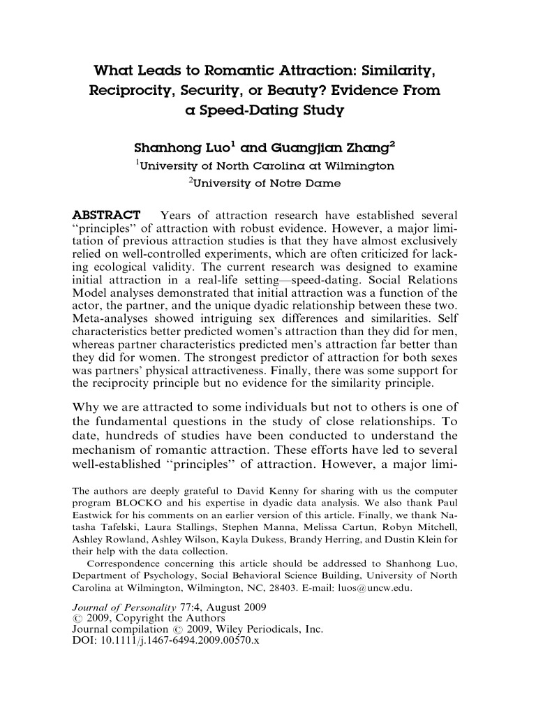 What Leads To Romantic Attraction - Similarity, Reciprocity, Security ...