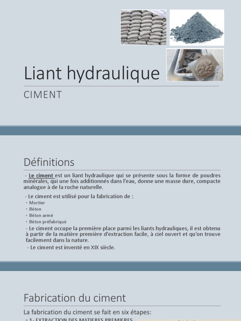 4-Liant Hydraulique-Le Ciment | PDF | Ciment | Matériaux
