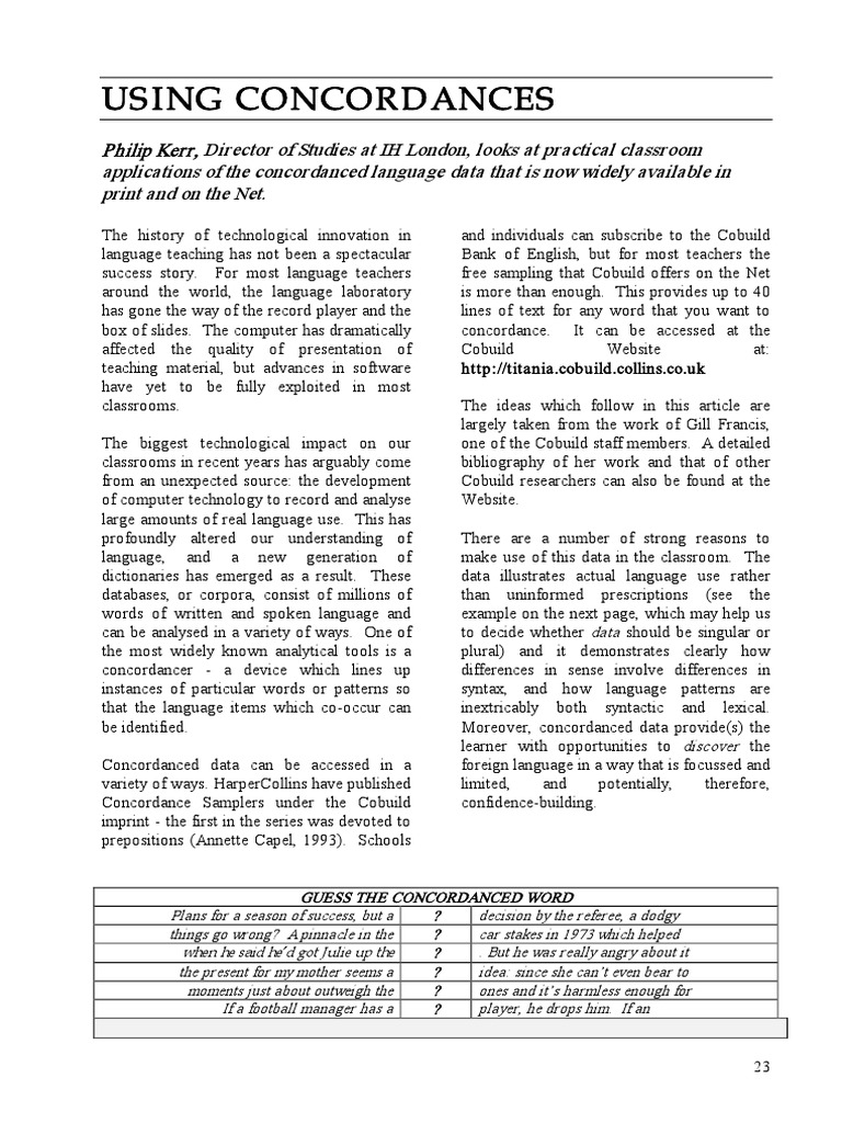 Kerr 1997 Using Concordances | PDF | Word | Lexicon