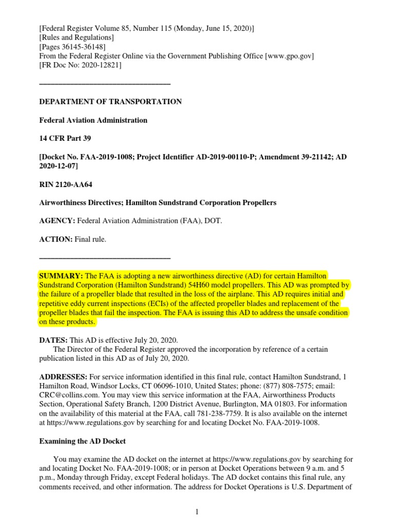 FAA AD 2020-12-07 BORE INSPECTION Highlighted | PDF | Federal Aviation ...