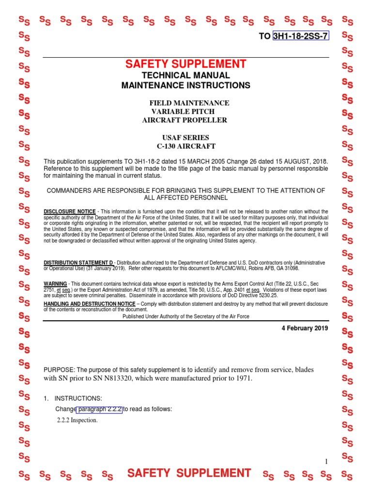 Safety Supplement: TO 3H1-18-2SS-7 | PDF | Propeller | Manufactured Goods