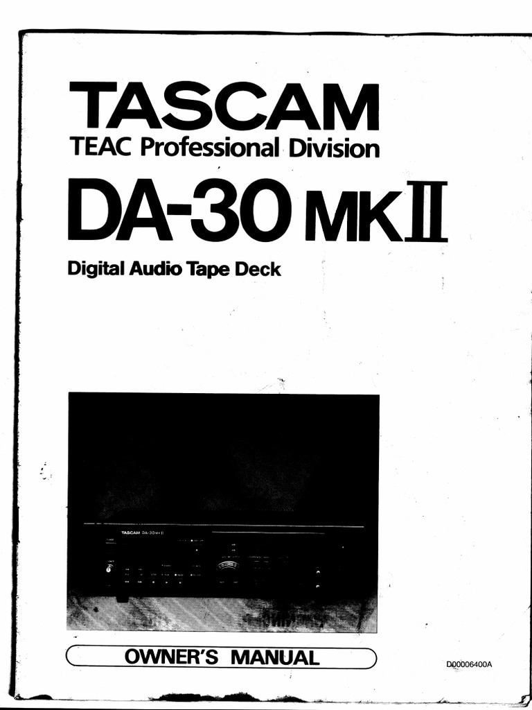Tascam Da 30 Mkii User Manual | PDF