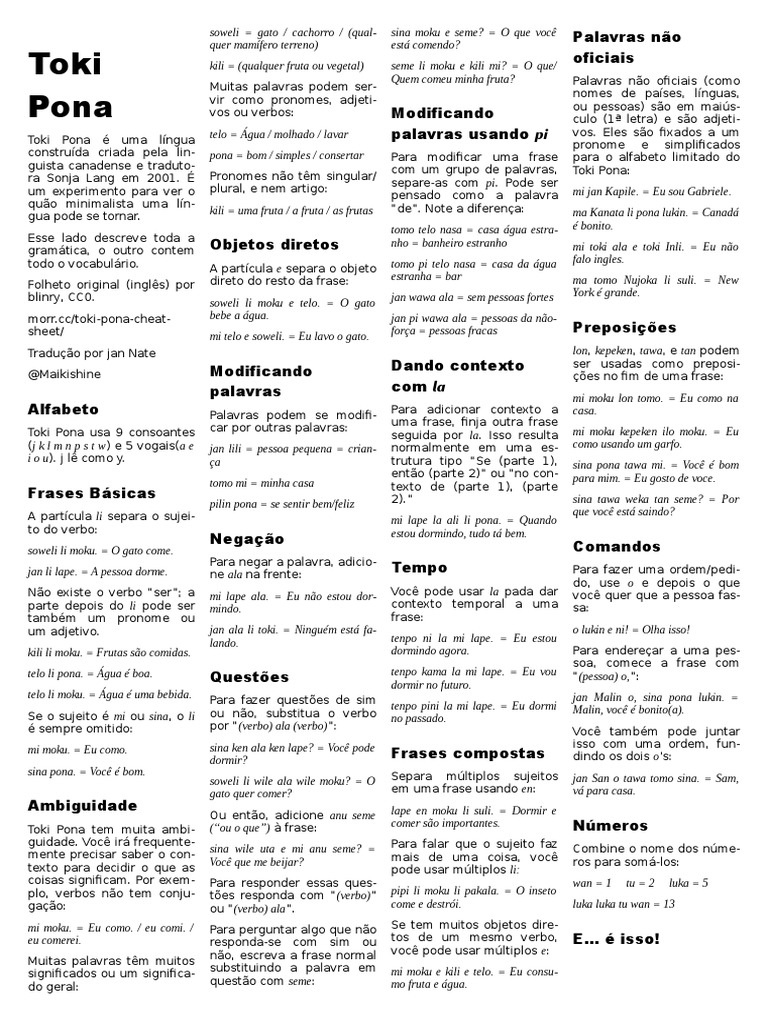 Cola de Toki Pona | PDF | Linguística