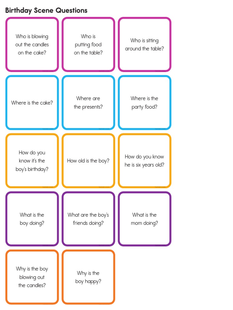 Picture Scenes For WH - Question Cards | PDF