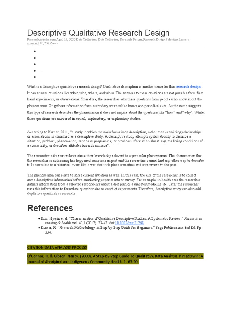 Descriptive Research Design Methodology