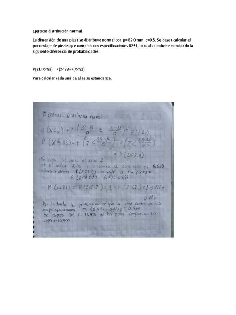 Ejercicio Distribución Normal | PDF