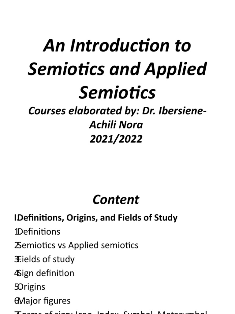 Applied Semiotics - An Introduction 1 | PDF | Semiotics ...